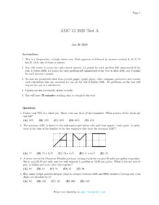 AMC 12 2020 Test A Exam – Ivy Learner
