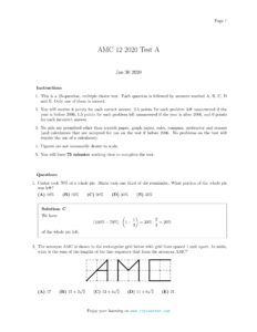 AMC 12 2020 Test A Exam and Solution – Ivy Learner