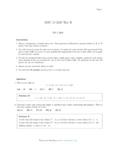 AMC 10 2020 Test B Exam and Solution – Ivy Learner