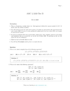 AMC 12 2020 Test B Exam and Solution – Ivy Learner