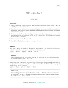 AMC 10 2018 Test B Exam and Solution – Ivy Learner