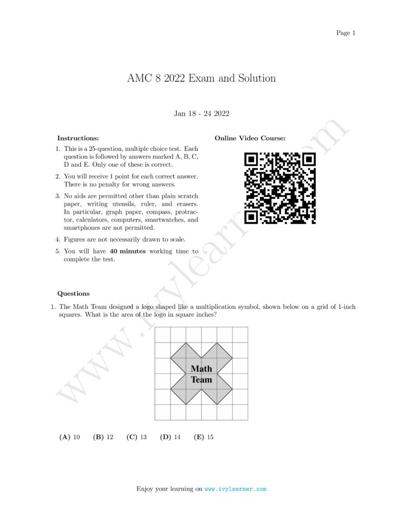AMC 8 2022 Exam and Solution – Ivy Learner