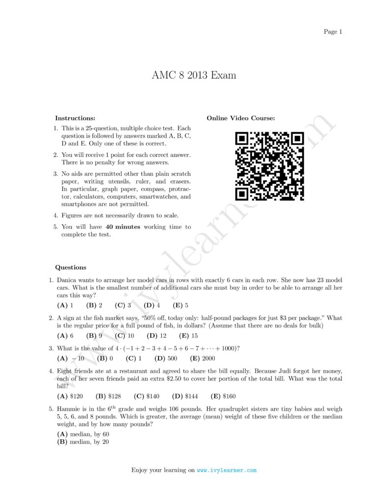 AMC 8 2013 Exam – Ivy Learner